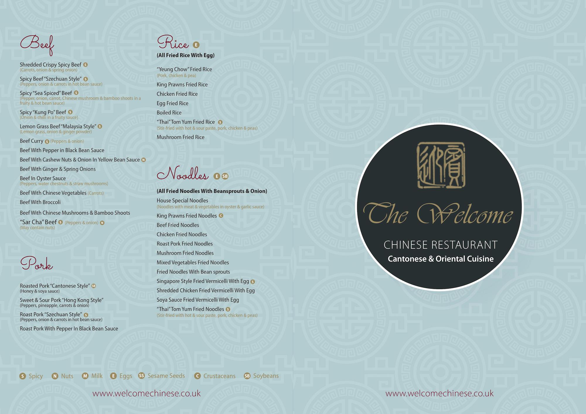 BUFFET MENU - The Welcome Chinese Restaurant